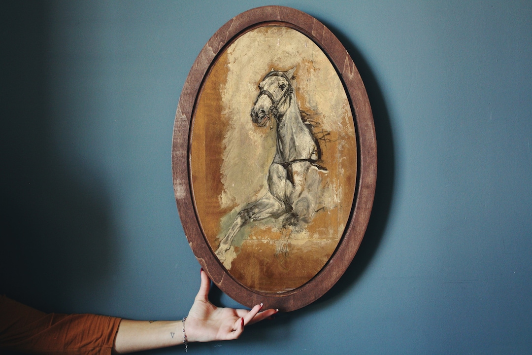 Vintage Horse Painting,large Wall Plaque,wooden Decor Plaque,vintage ...