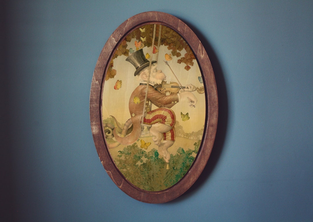Violin Playing Monkey Victorian Art,wall Plaque,wooden Decor Plaque ...