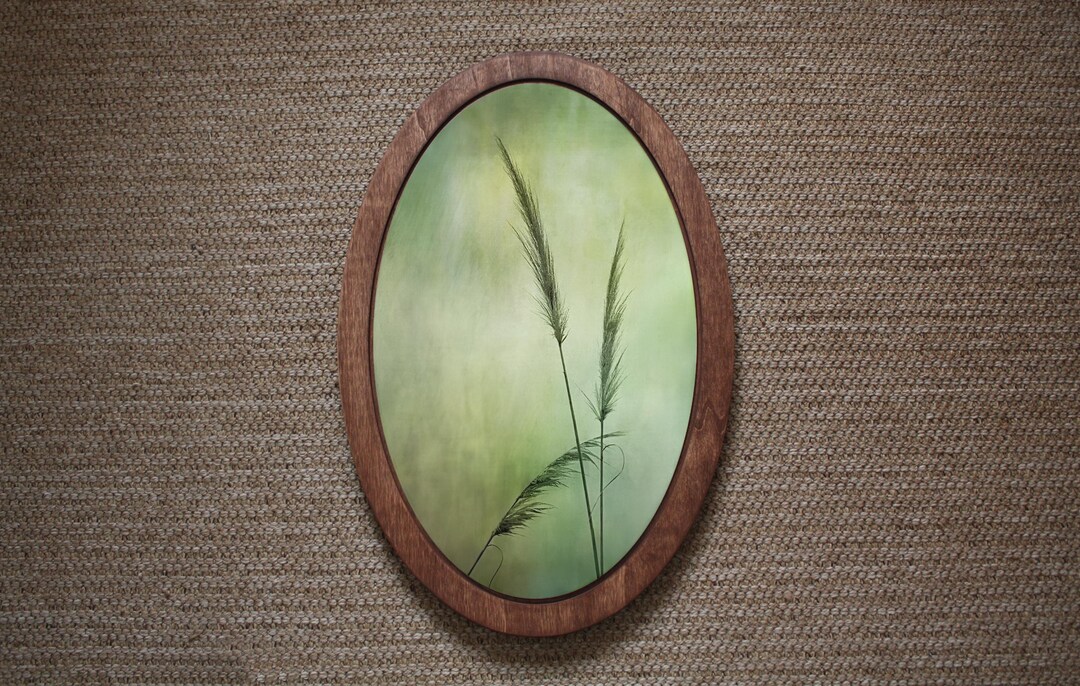 Reeds Painting,wall Plaque,wooden Decor Plaque,oval Victorian Art,oval ...