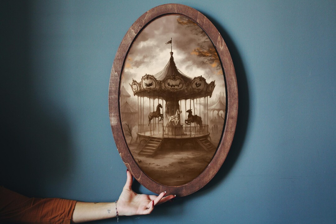 Carousel Painting,wall Plaque,wooden Decor Plaque,vintage Style Wall ...