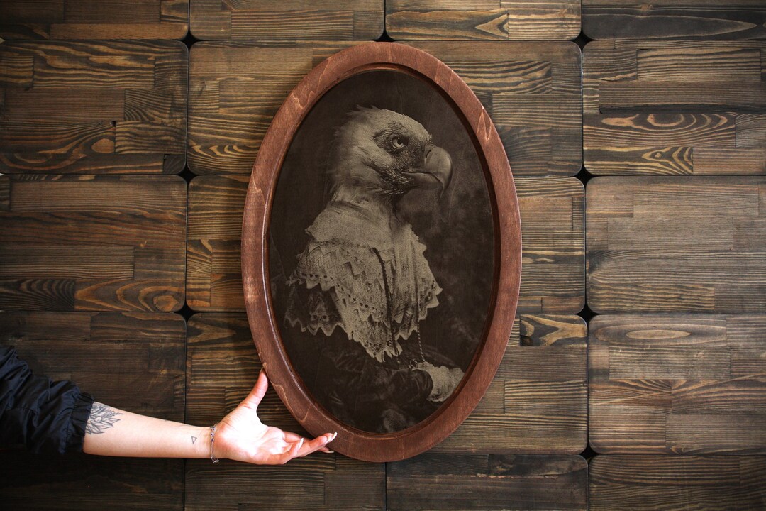 Gothic Eagle Art Portrait,wall Plaque,wooden Decor Plaque Sign,oval ...