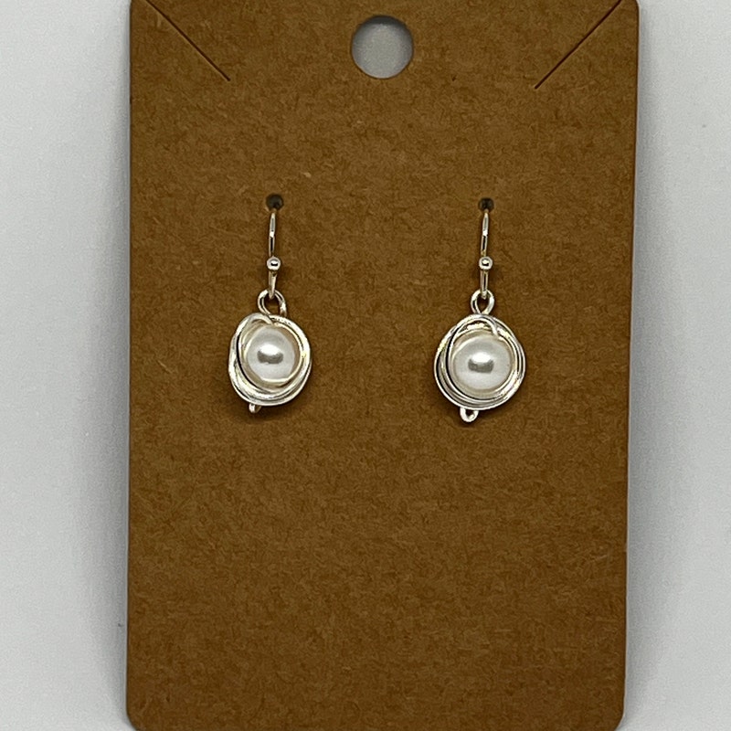 Wire Wrapped Pearl Earring - Etsy