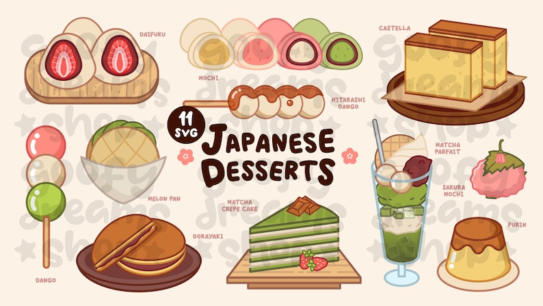 Cute Japanese Sweets Vector Art Illustrations - 11 SVG and PNG - Etsy