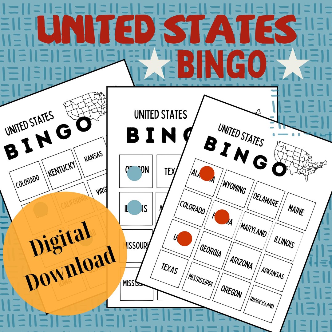 United States Bingo | State Capitals | State Abbreviations | American ...