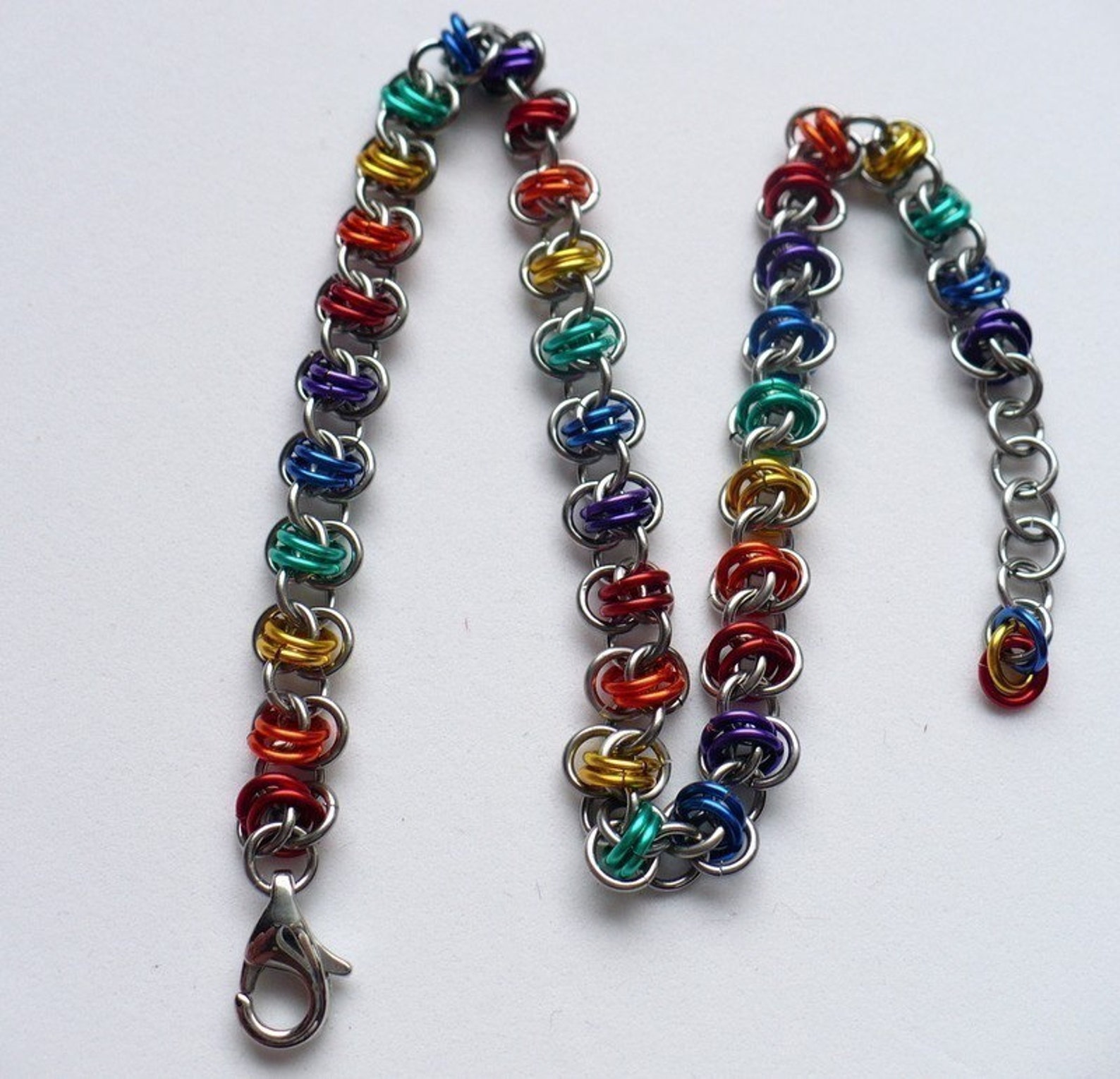 Rainbow Anklet - Rainbow Chainmaille Anklet - Rainbow Jewelry - Double ...