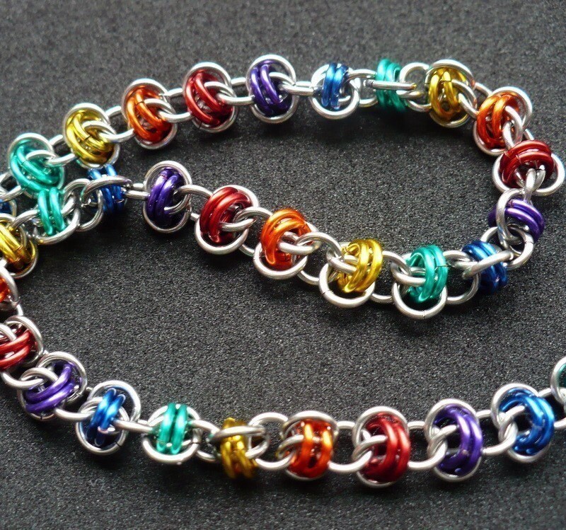 Rainbow Anklet - Rainbow Chainmaille Anklet - Rainbow Jewelry - Double ...