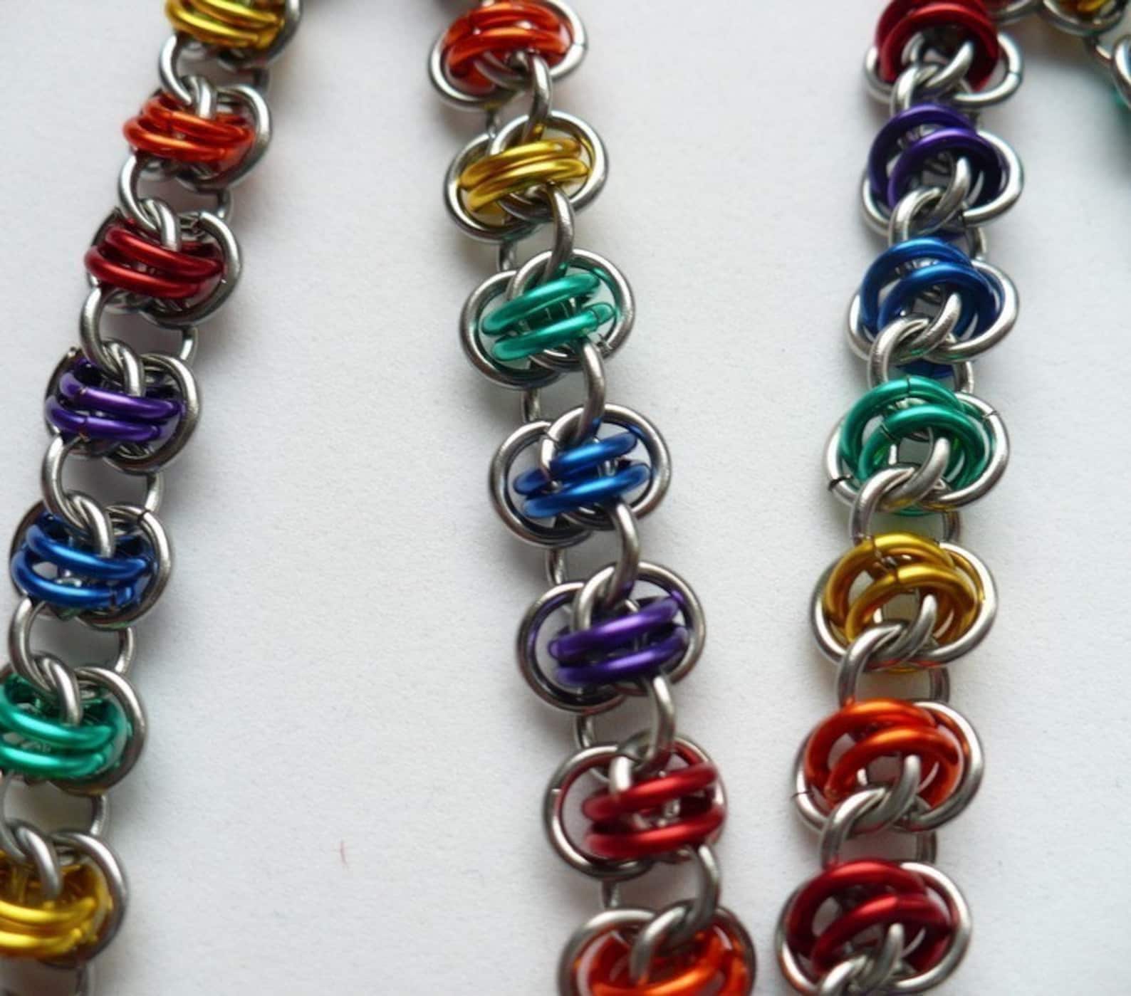 Rainbow Anklet - Rainbow Chainmaille Anklet - Rainbow Jewelry - Double ...