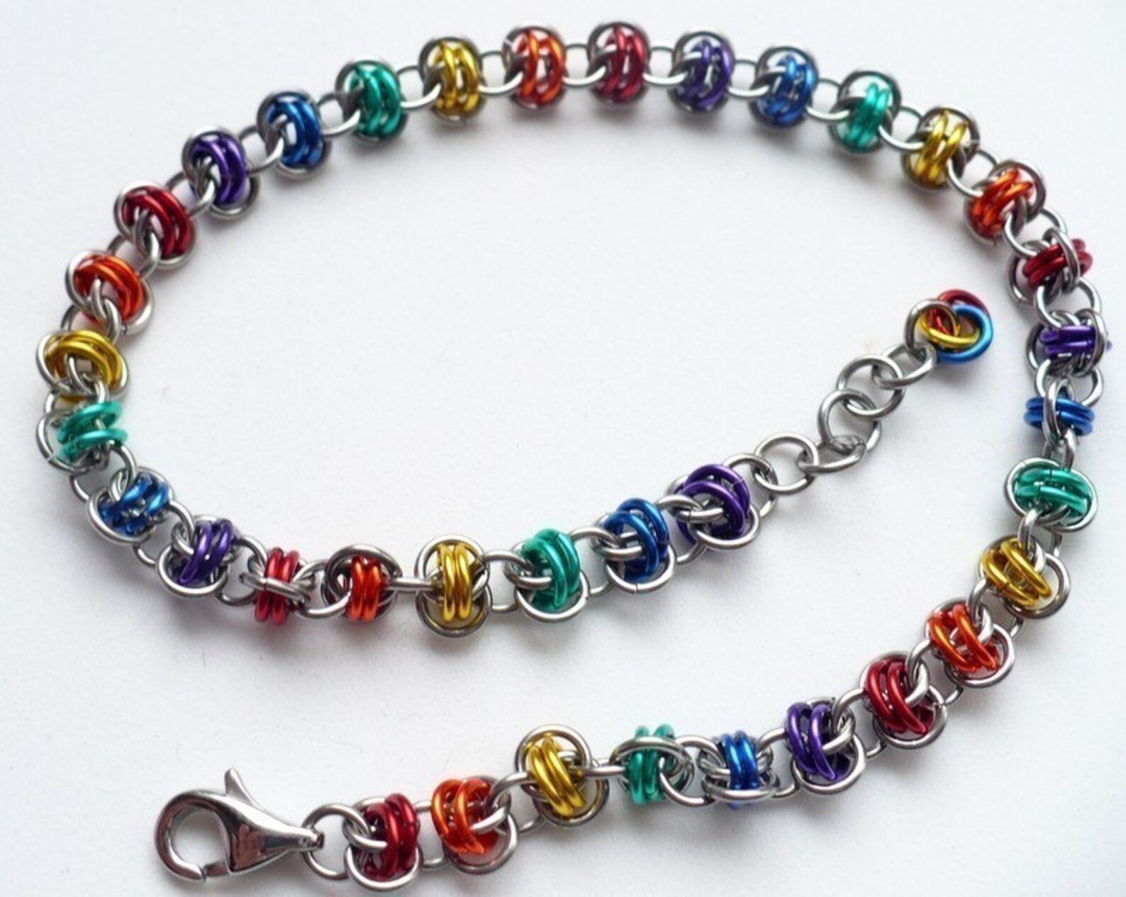 Rainbow Anklet - Rainbow Chainmaille Anklet - Rainbow Jewelry - Double ...