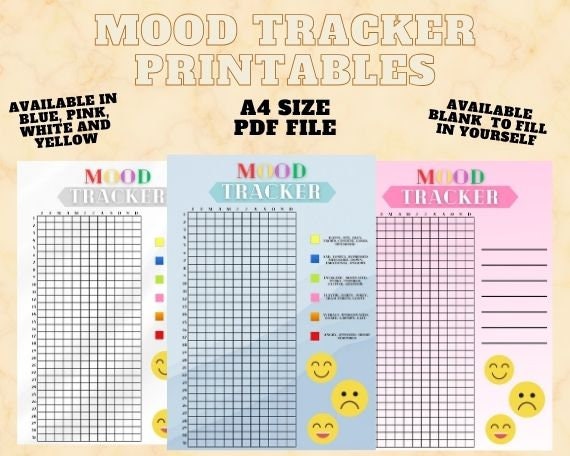 Digital Mood Tracker Printable Track Your Emotions Daily Emotional ...