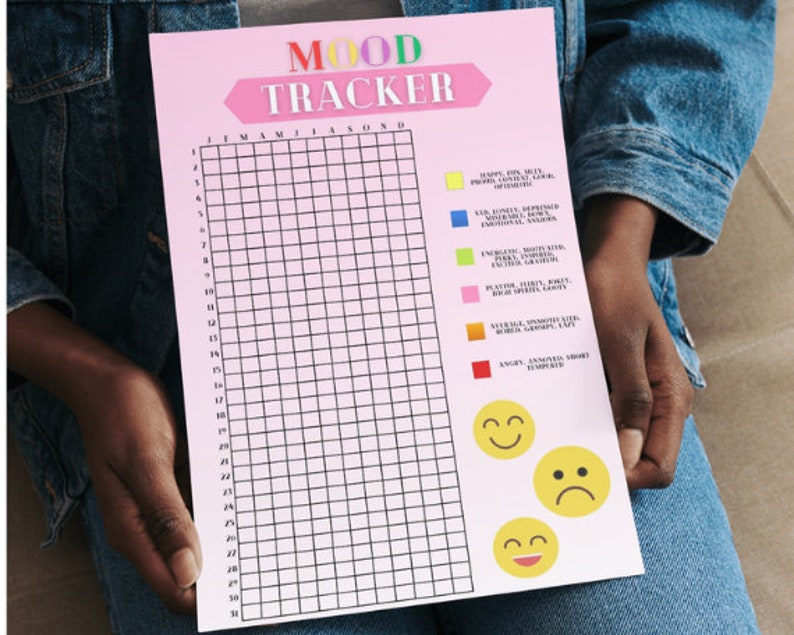 Digital Mood Tracker Printable Track Your Emotions Daily Emotional ...