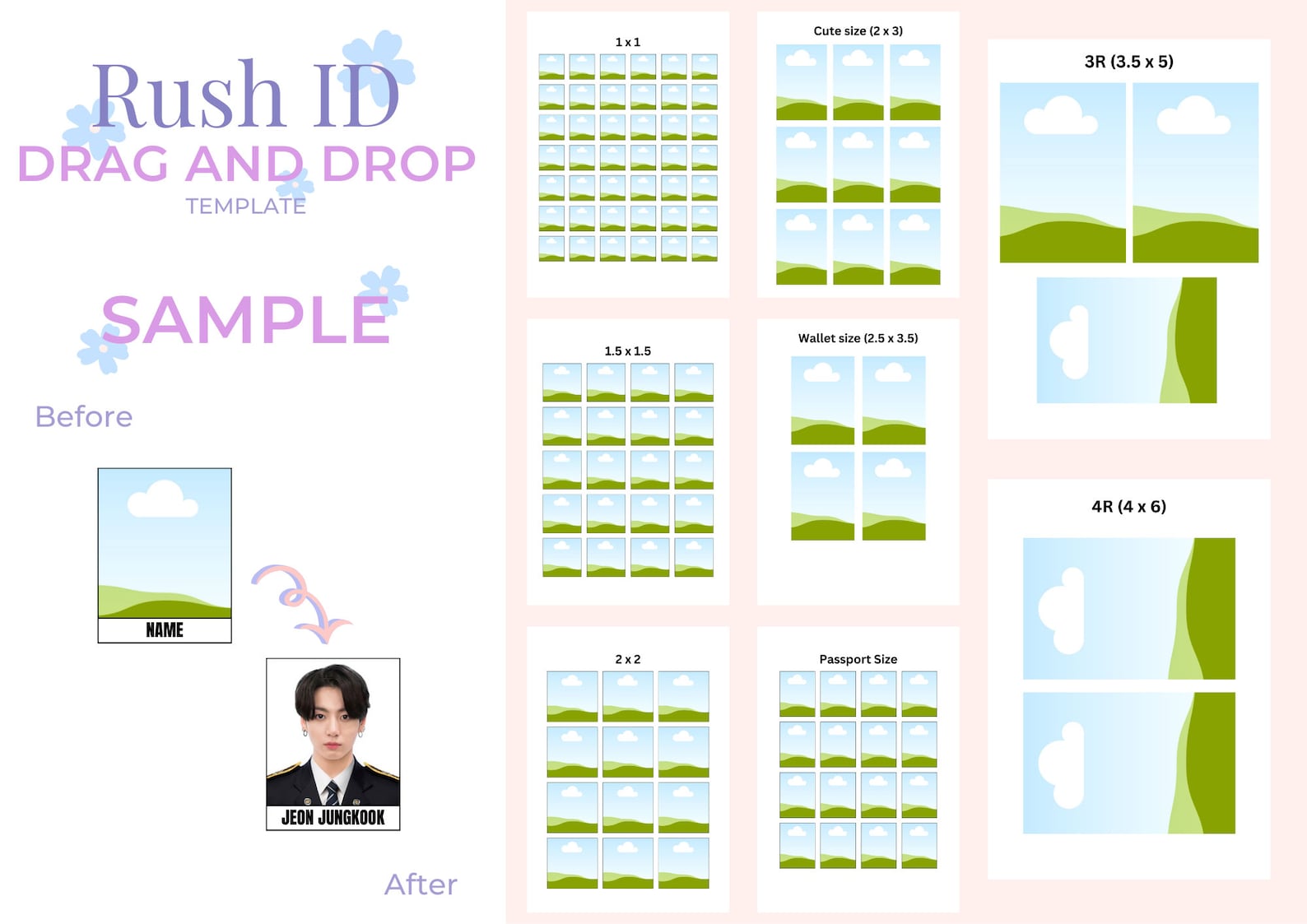 Rush ID and Packages Drag & Drop Template - Etsy
