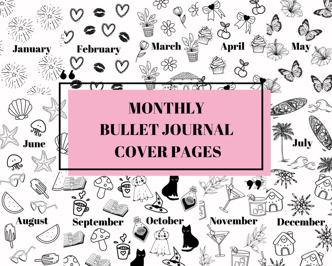 12 Monthly Cover Pages A5 Journal Monthly Title Page Template Monthly ...