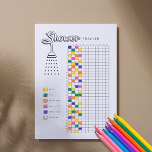 Printable SHOWER Tracker, PDF File A4 Size, Letter Size, A5 Size 1 Year ...