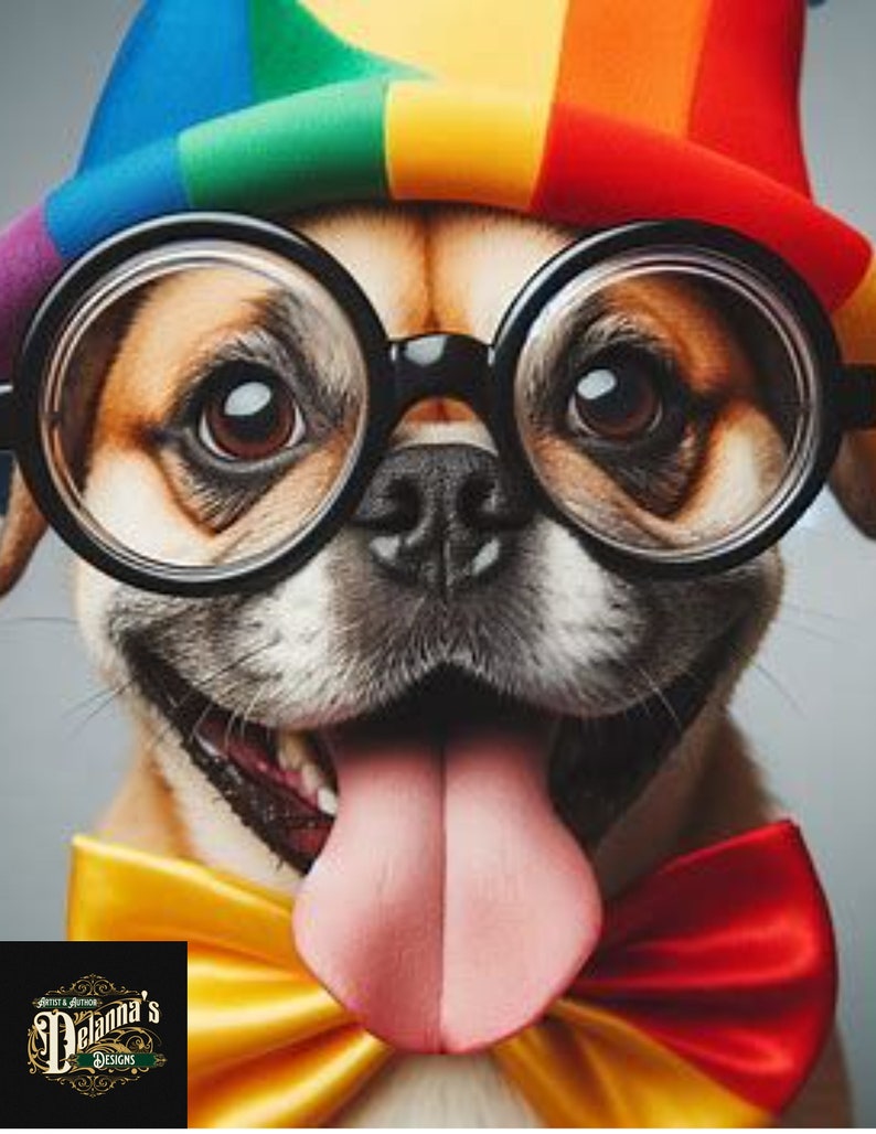 A Funny Dog Clown Instant Download Digital Download Circus Dog Modern ...