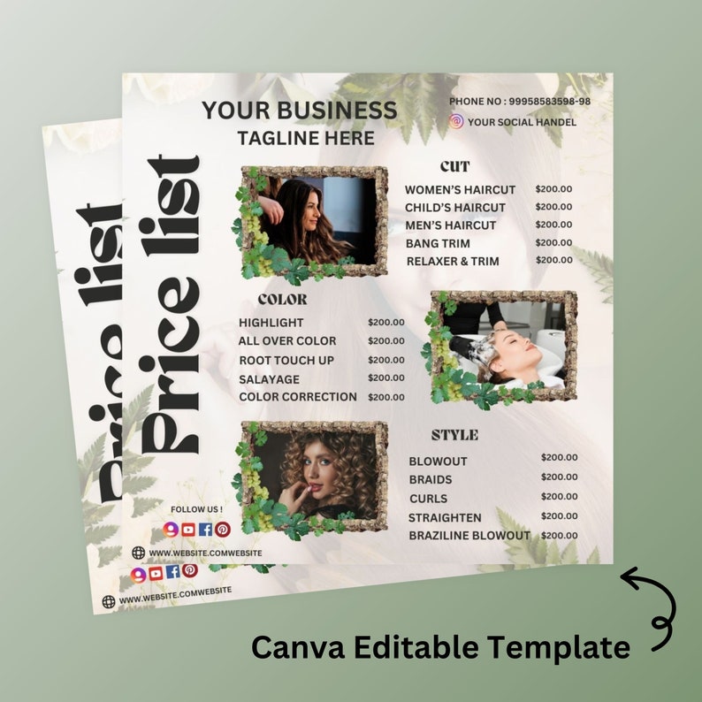 Diy Price List Editable Template, Price List Flyer Canva, Instagram ...