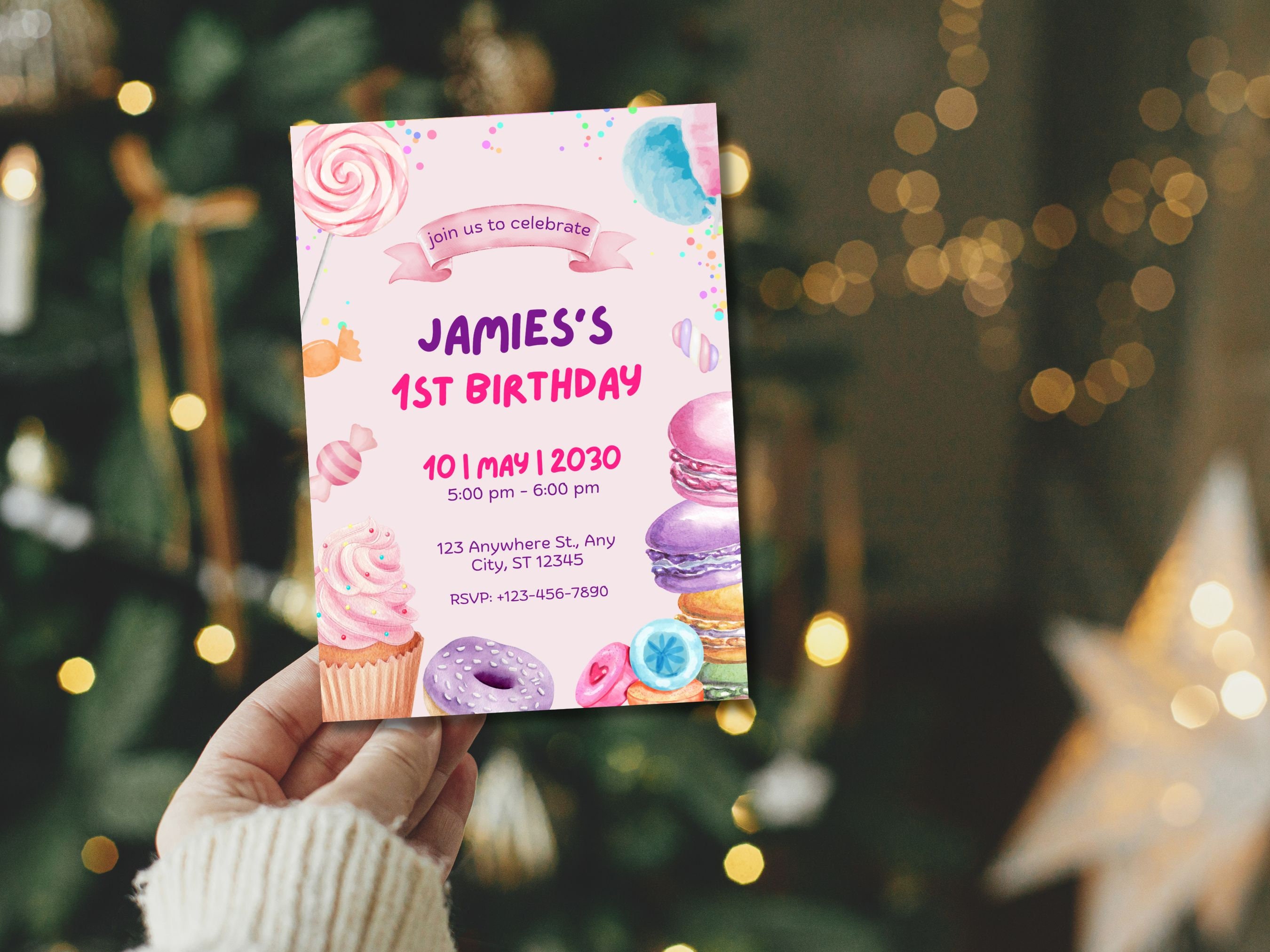 Editable Sweets Candy Invitation Template, Sweet Candy Birthday ...