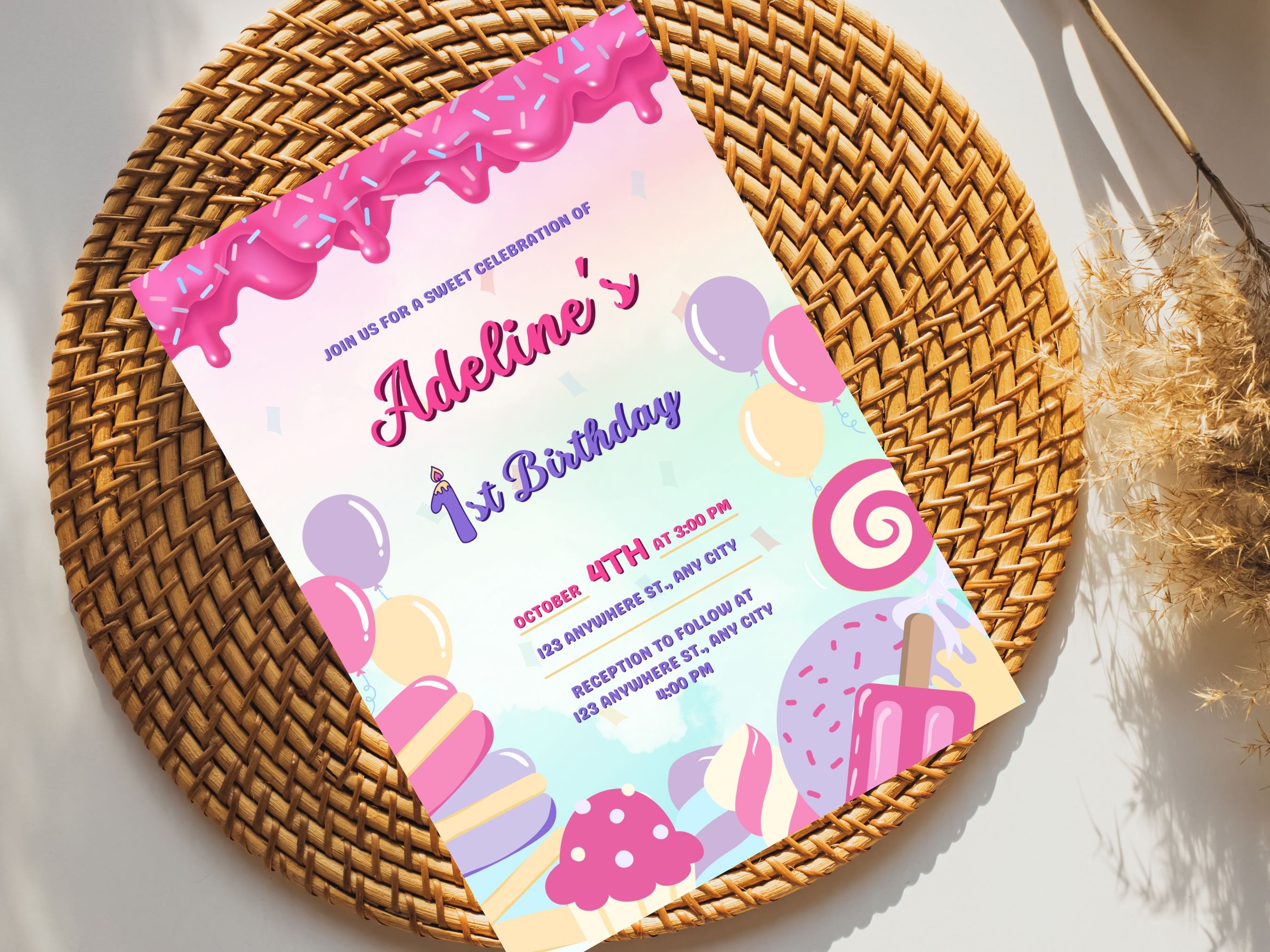 Editable Sweets Candy Invitation Template, Sweet Candy Birthday ...