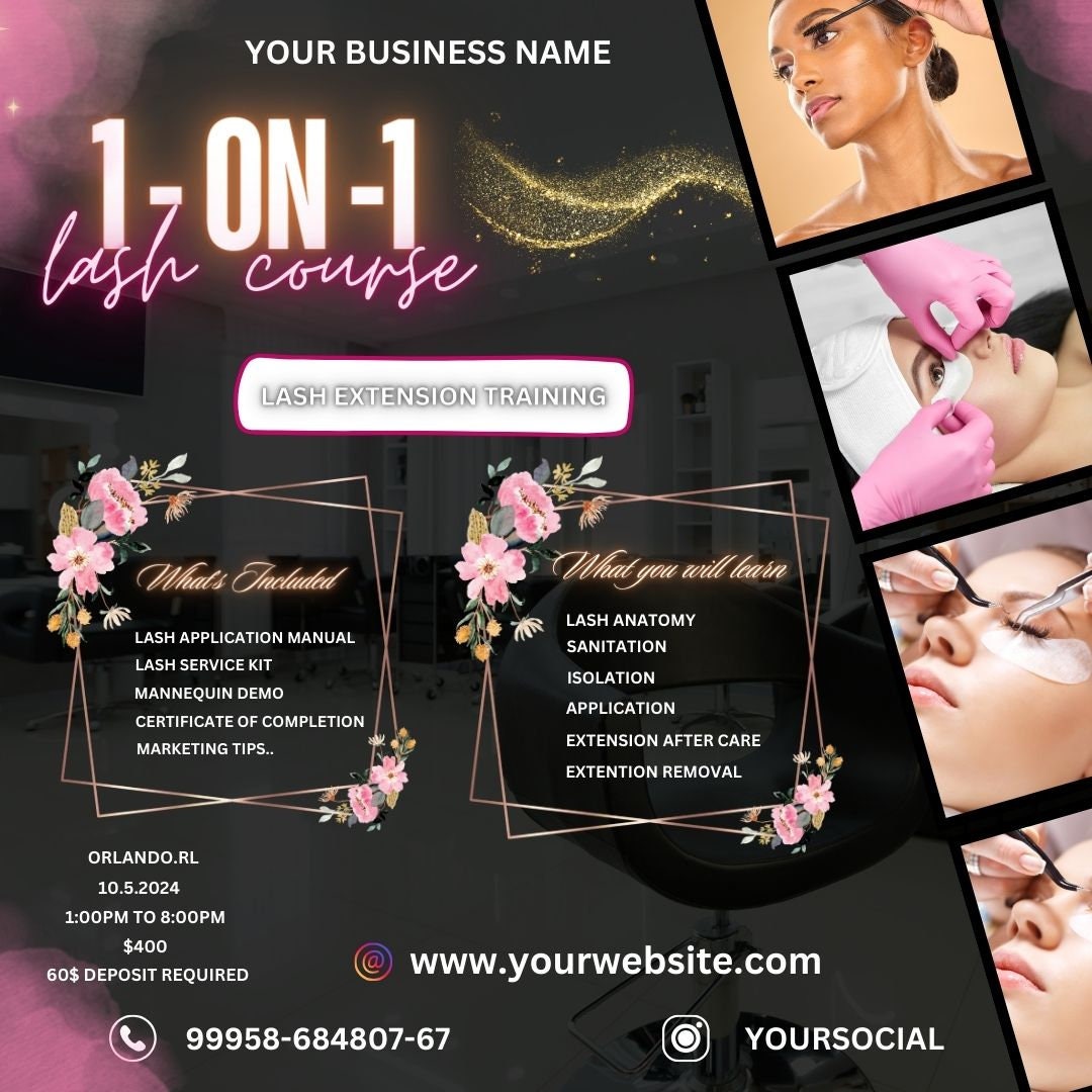Lash Class Flyer, 1 on 1 Lash Class Flyer, Lash Tech Course, Canva ...