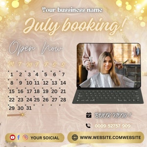 July Availability Calendar, July Bookings Hair Braid Makeup, DIY Summer ...