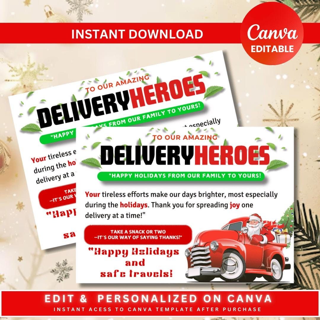 Delivery Driver Thank You Sign, Christmas Delivery Driver Snack Sign ...