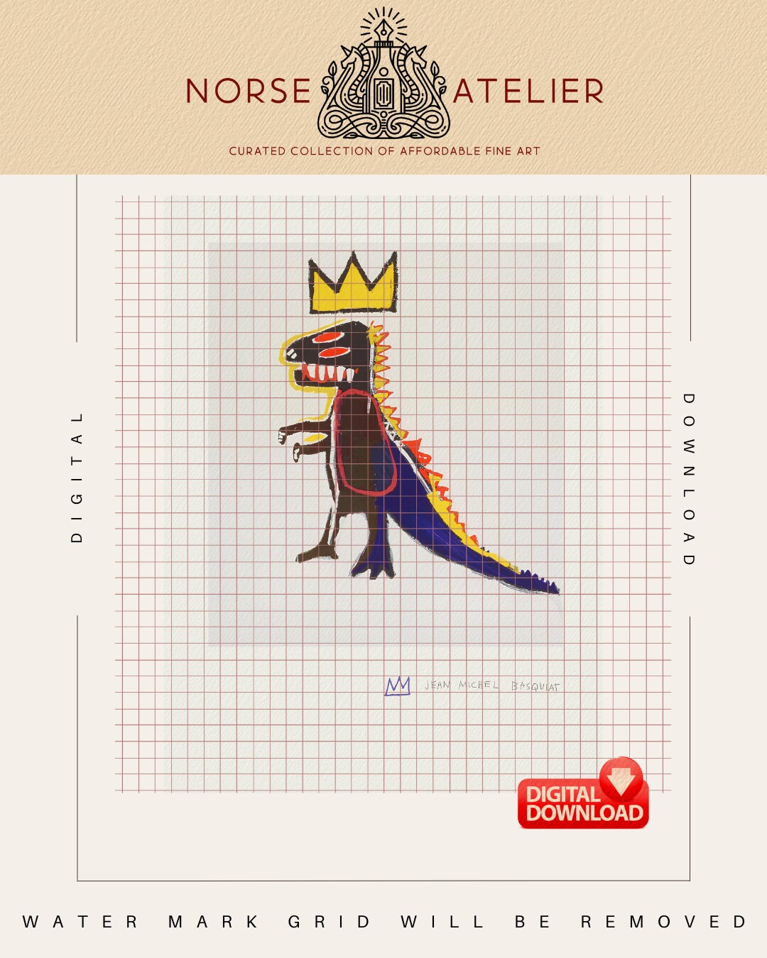 Jean Michel Basquiat Dino Print, Basquiat Dinosaur Wall Art, Basquiat ...