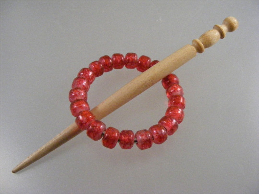 Mottled Red Glass Beaded Shawl Pin... Lot #1458 - Etsy