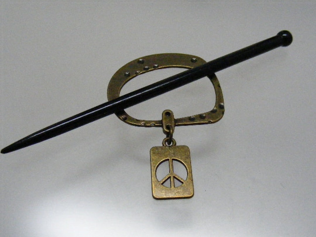 Steampunk Stamped D-ring Peace Sign Shawl Pin..... Lot #2104 - Etsy