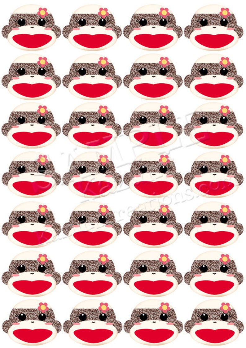 Scok Monkey Stickers Printable Cute Sock Monkey Monkey Sticker - Etsy