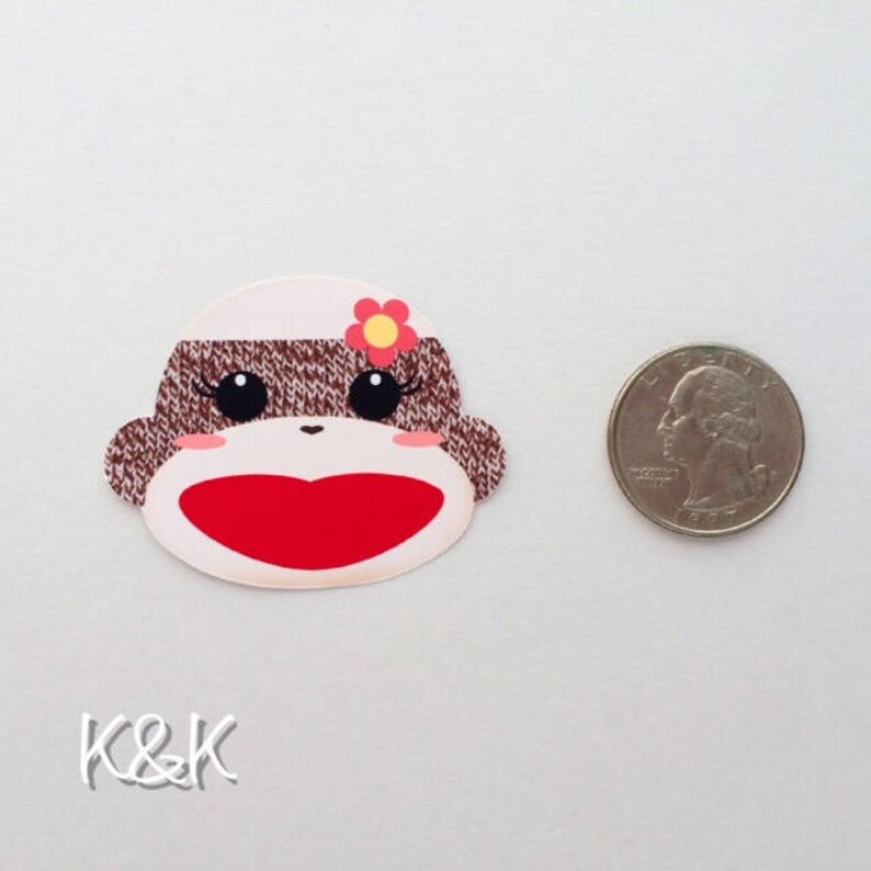 Scok Monkey Stickers Printable Cute Sock Monkey Monkey Sticker - Etsy
