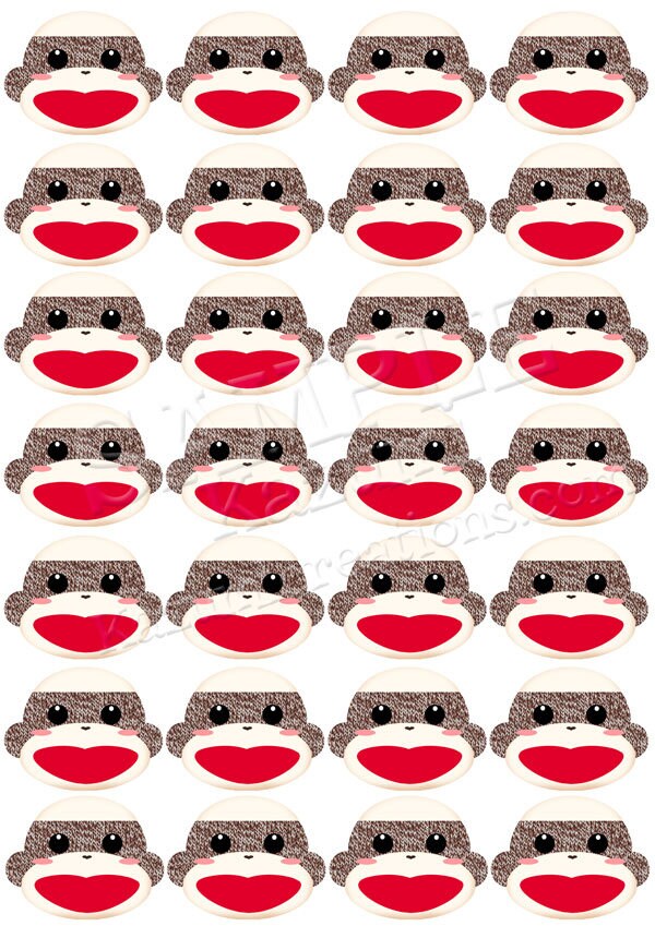 Scok Monkey Stickers Printable Cute Sock Monkey Monkey Sticker - Etsy