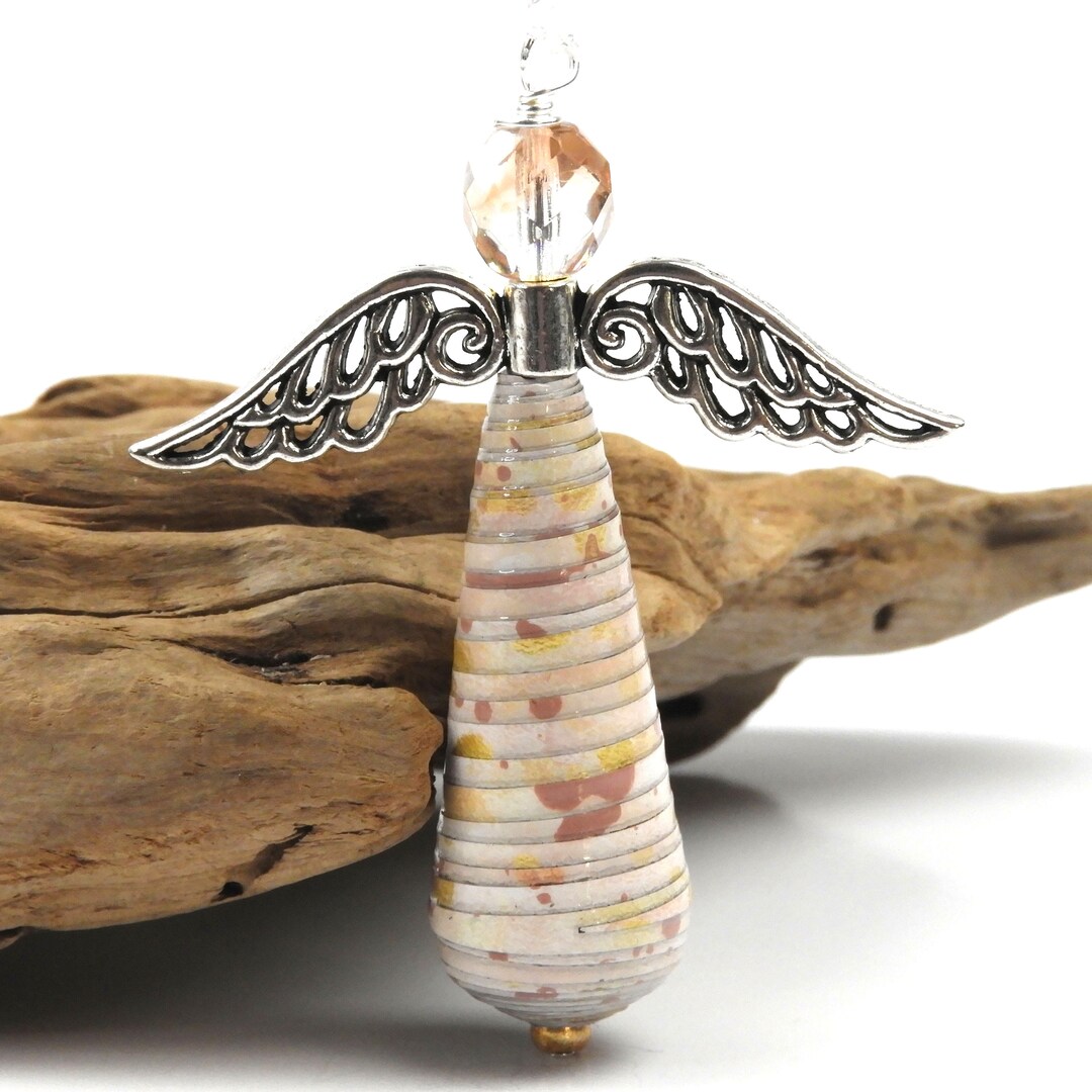 Hand Painted Angel Ornament: Upcycled Paper Bead Christmas Tree ...