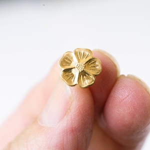 Tiny Gold Flower Studs: 24K Plated Floral Earrings - Etsy