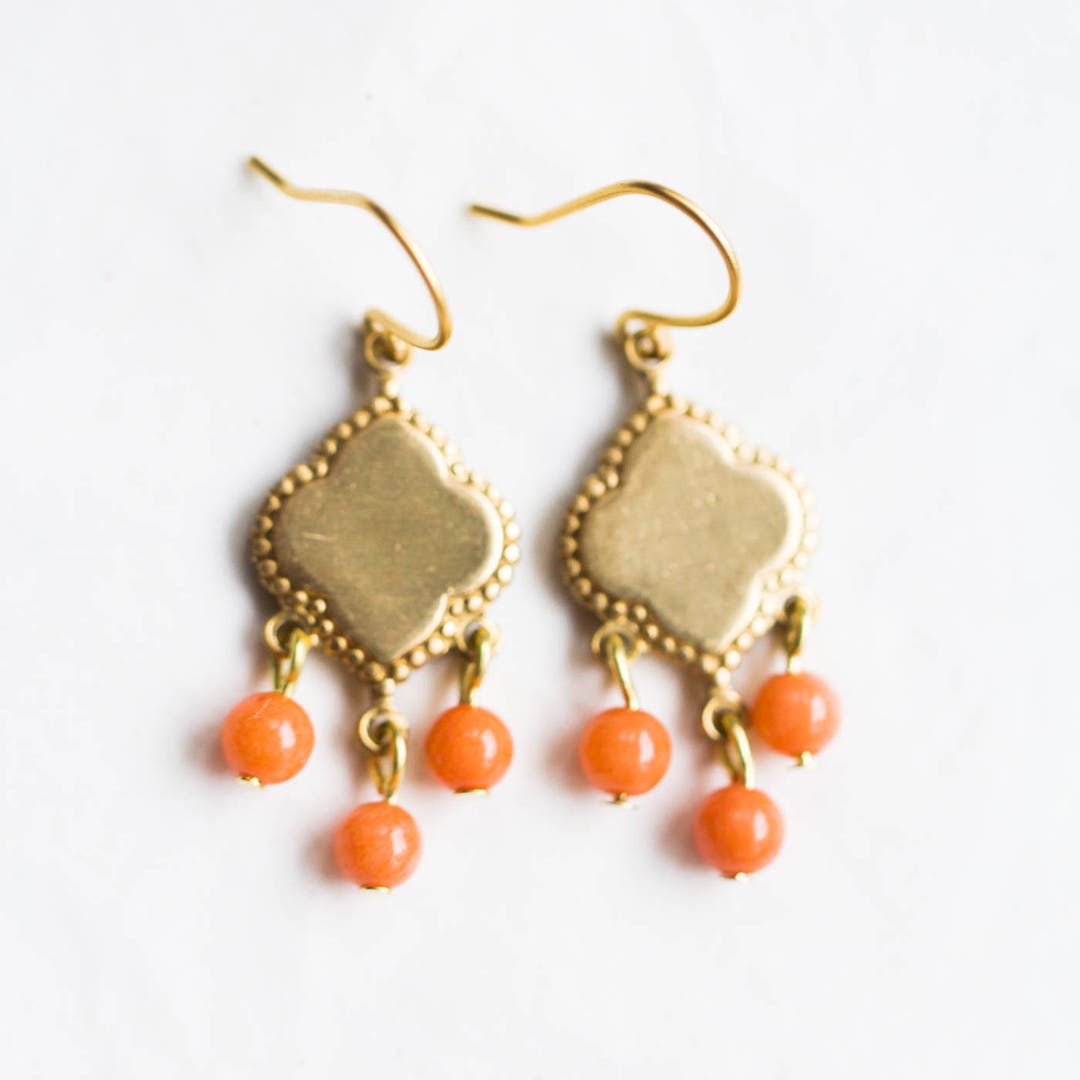 Little Coral Chandeliers, Small Coral Earrings, Little Boho Earrings ...
