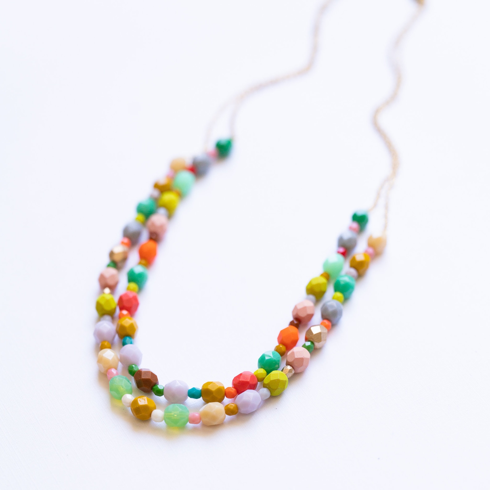 Multi Strand Necklace Colorful Statement Necklace Double | Etsy