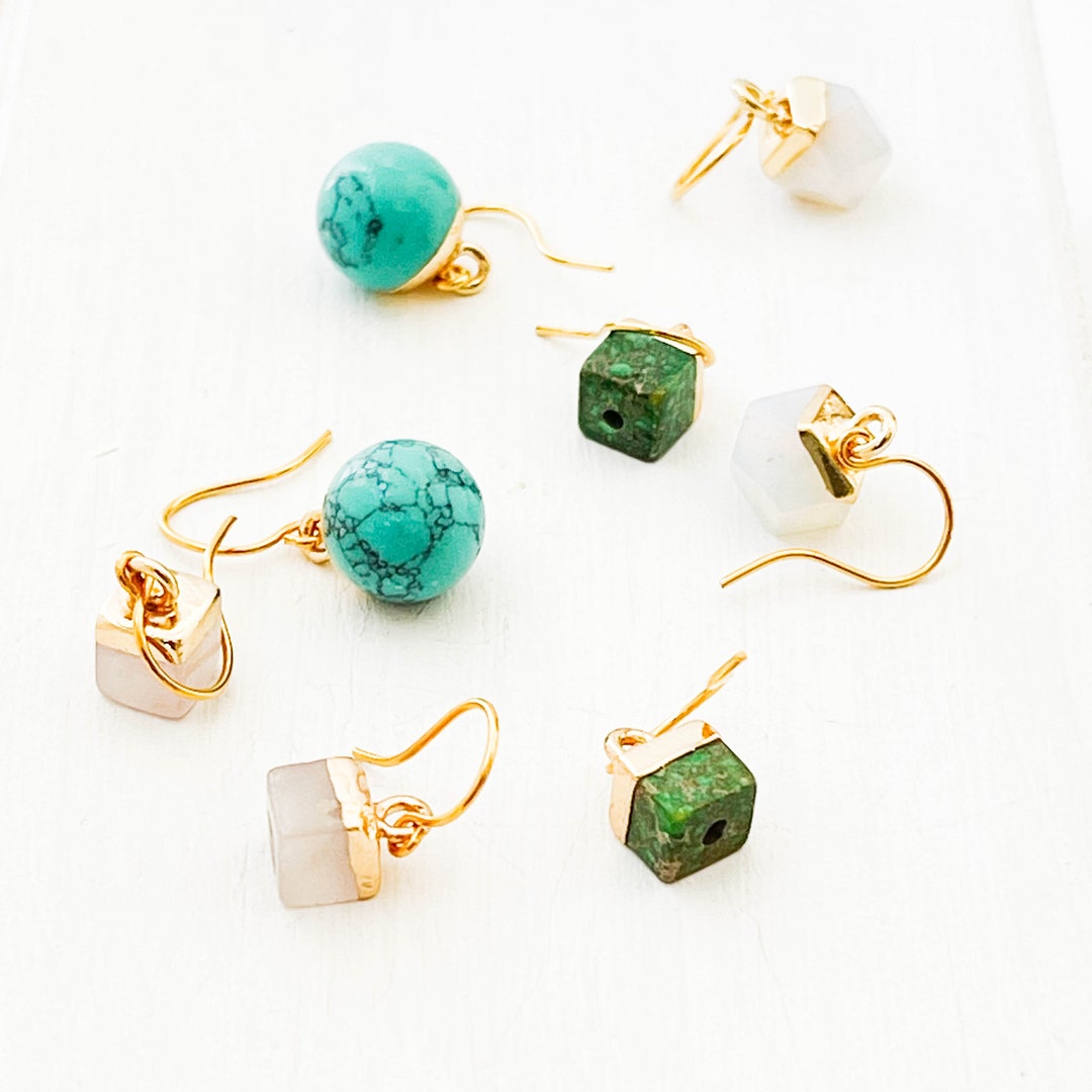 Gemstone Earrings, Tiny Gemstone Earrings, Delicate Gemstone Earrings ...