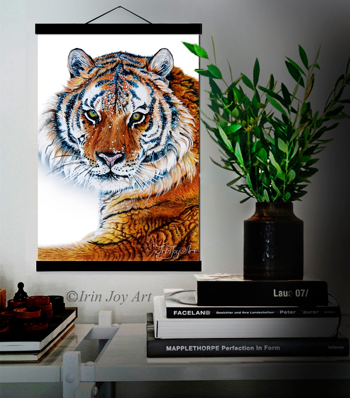 Animal Print Set of 3 Wall Art Tiger Lion Deer Watercolor Canvas ...
