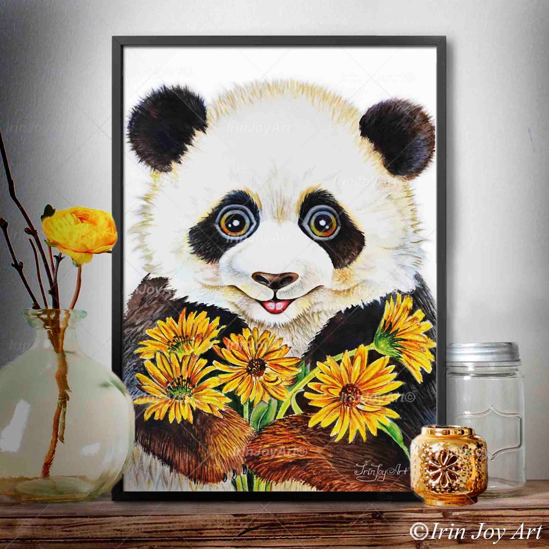 Personalized Panda Watercolor Painting Art Print Panda Bear Wall Art ...