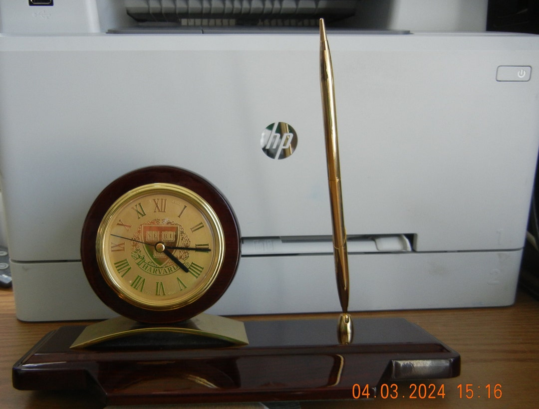 HARVARD University Desk Clock With Matching Pen - Etsy