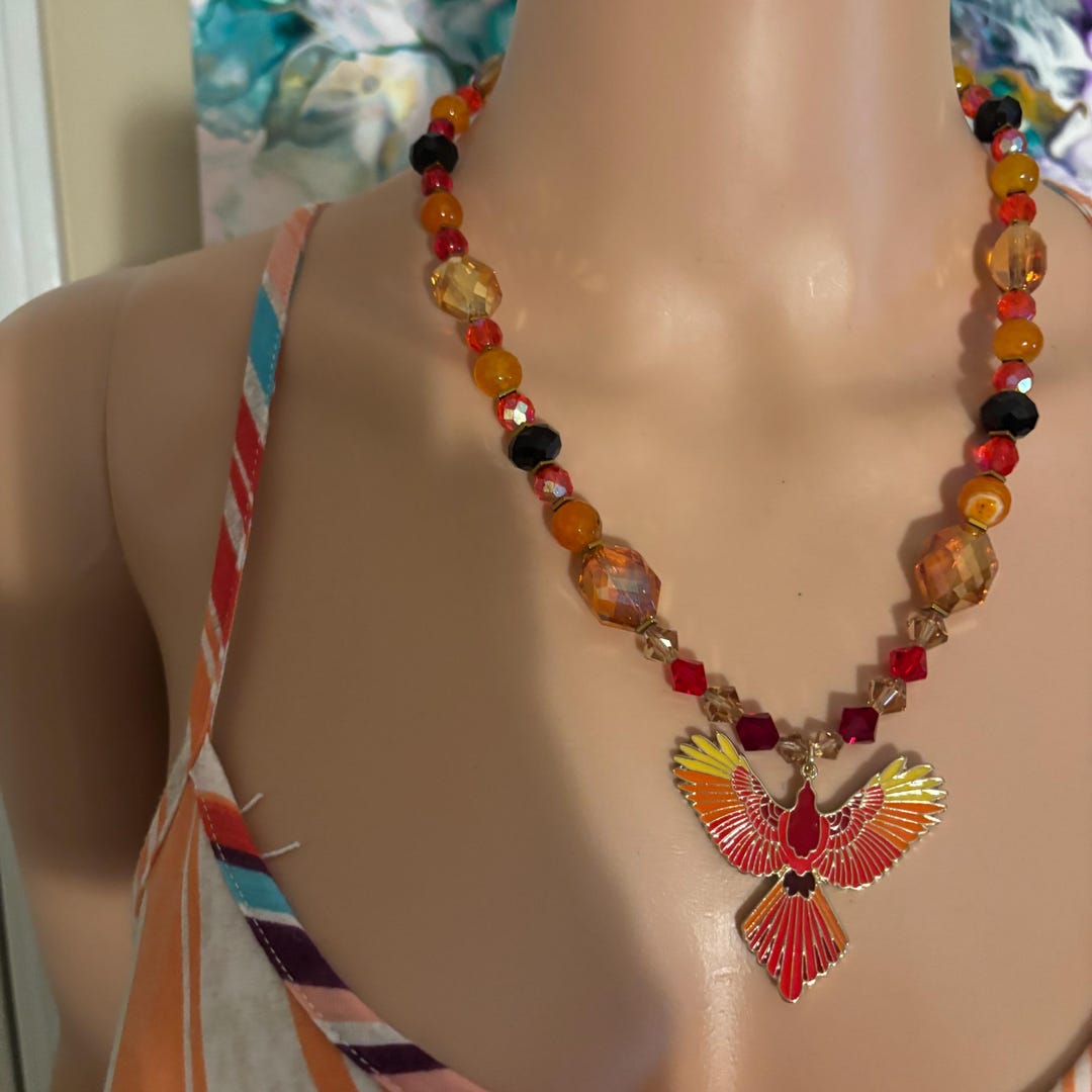 Beaded Necklace, Flight of the Phoenix Pendantnecklace - Etsy