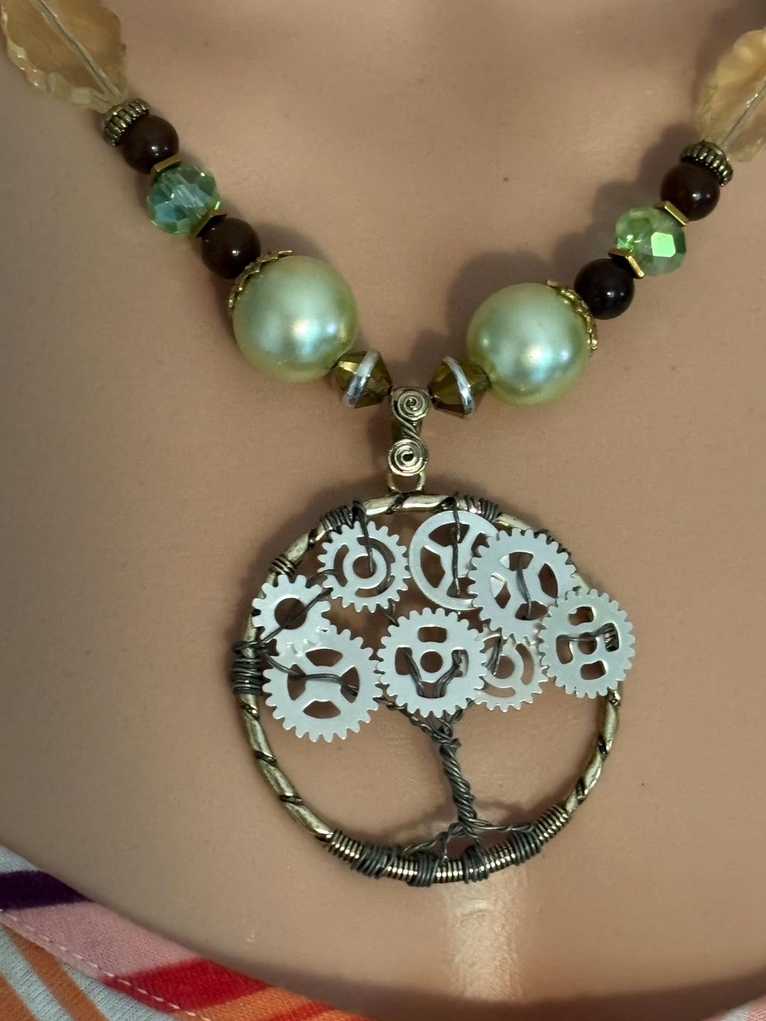 Beaded Necklace, Steampunk Tree of Life Pendant Necklace - Etsy