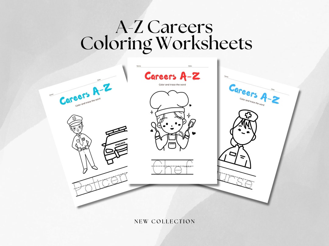 ABC Career Coloring Book, Career Alphabet Colouring Pages, A-Z Jobs ...