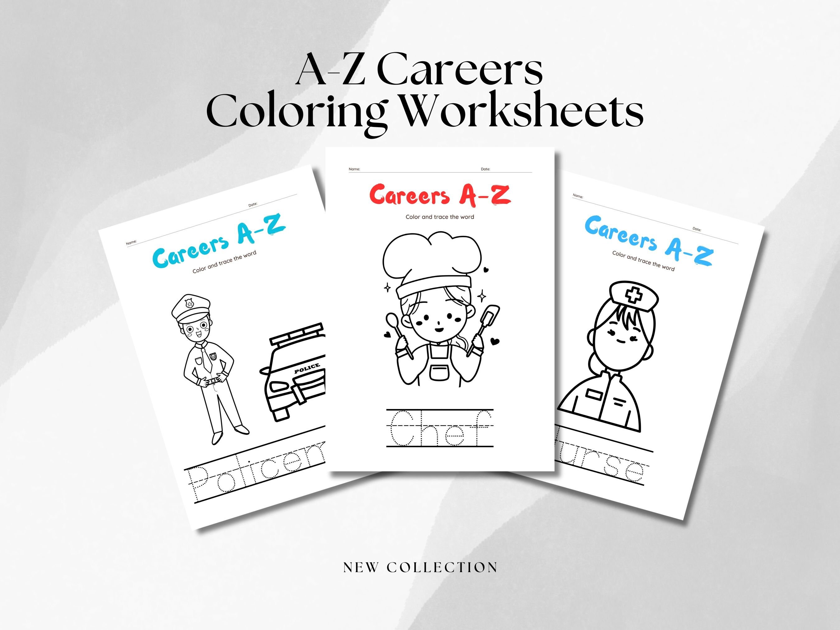 ABC Career Coloring Book, Career Alphabet Colouring Pages, A-Z Jobs ...