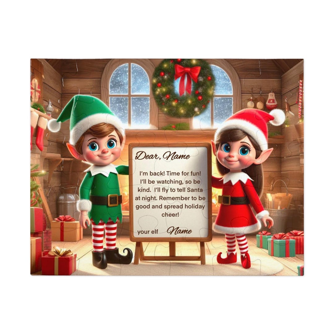 Custom Elf on Shelf Jigsaw Puzzle, Personalized Christmas Gift for Kids ...