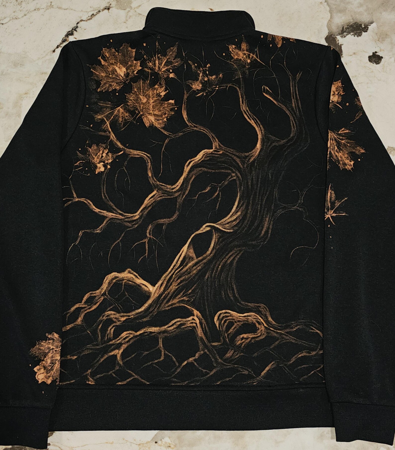 One of a Kind Handpainted With Bleach Tree Autumn Leaves Sweatshirt ...