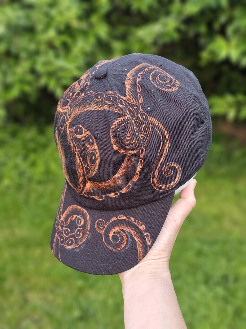 One of a Kind Handpainted Octopus Hat Baseball Cap - Etsy