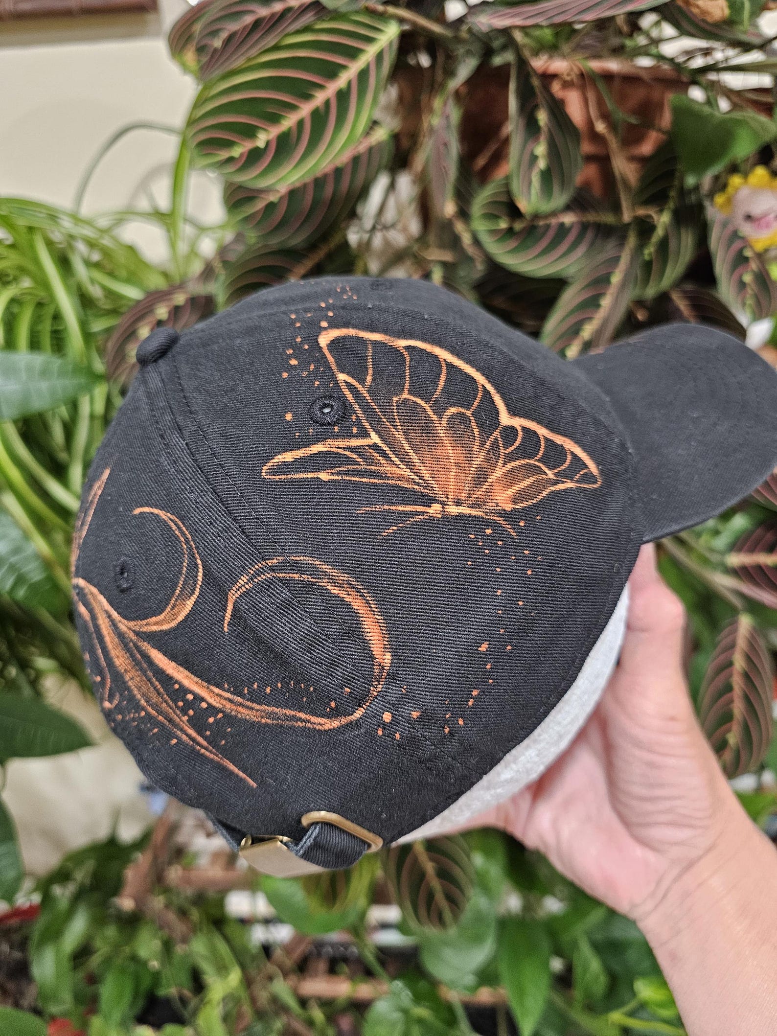 One of a Kind Bleach Handpainted Lily Flower Butterfly Hat Baseball Cap ...