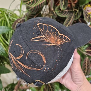 One of a Kind Bleach Handpainted Lily Flower Butterfly Hat Baseball Cap ...