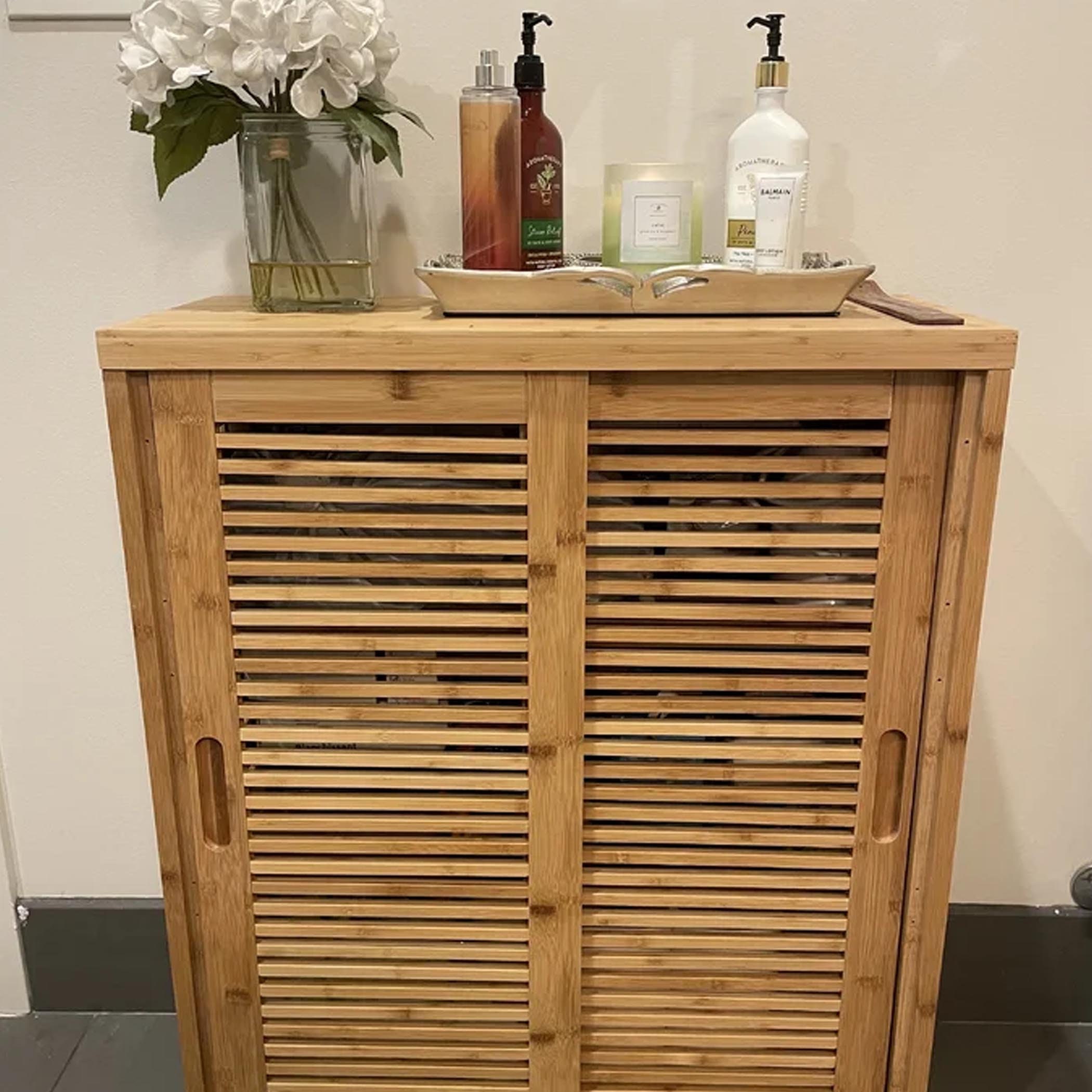 3 Tier Bamboo Storage Cabinet, Bathroom Storage Cabinets, Solid Bamboo ...