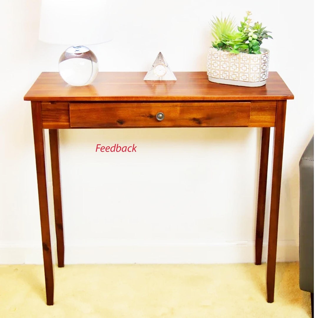 32'' Solid Wood Console Table, Rectangular Wooden Console Table, Console Table With Drawers ...