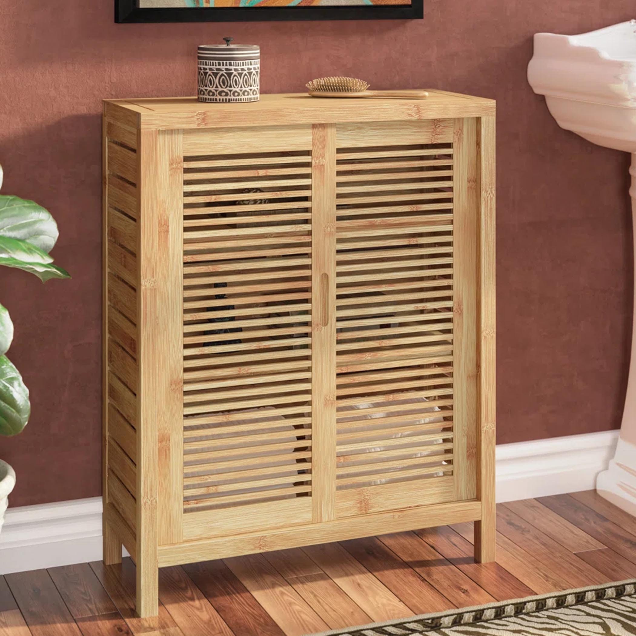 3 Tier Bamboo Storage Cabinet, Bathroom Storage Cabinets, Solid Bamboo ...